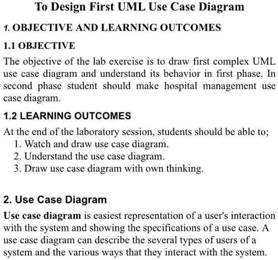 Solved To Design First Uml Use Case Diagram 1 Objective And Learning Outcomes 1 1 Objective