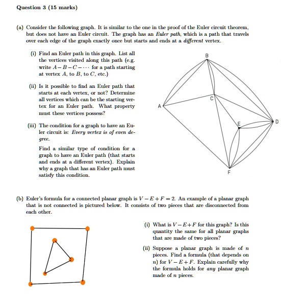 SOLVED: Question 3 (15 marks) (a) Consider the following graph. It is ...