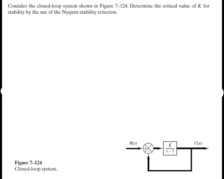 SOLVED: Consider the closed-loop system shown in Figure 7124. Determine the critical value of K ...