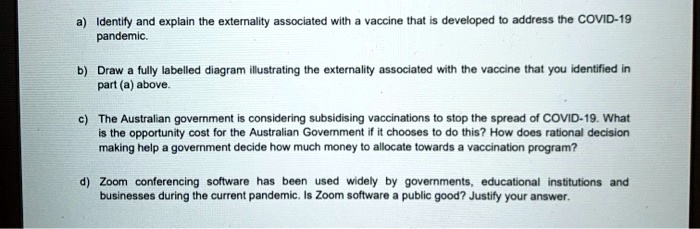 a) Identify and explain the externality associated with a vaccine that ...