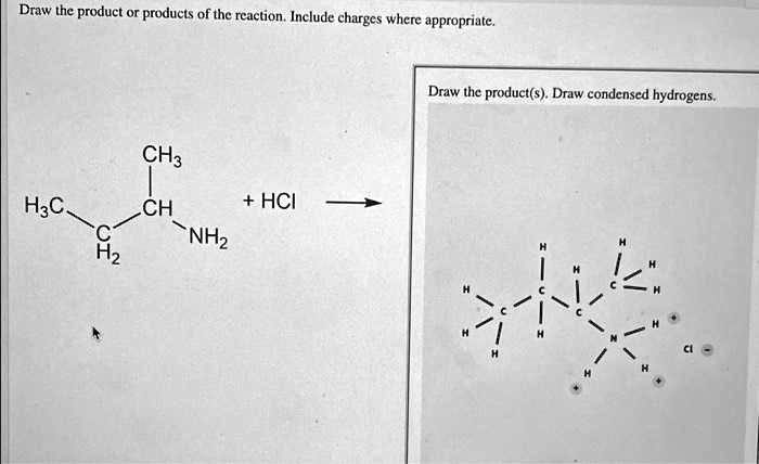 Draw the product or products of the reaction. Include charges where ...