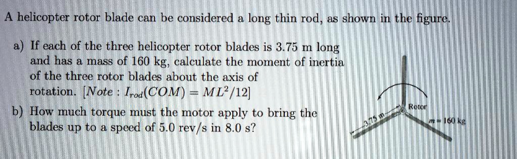 SOLVED: A helicopter rotor blade can be considered a long, thin rod, as ...