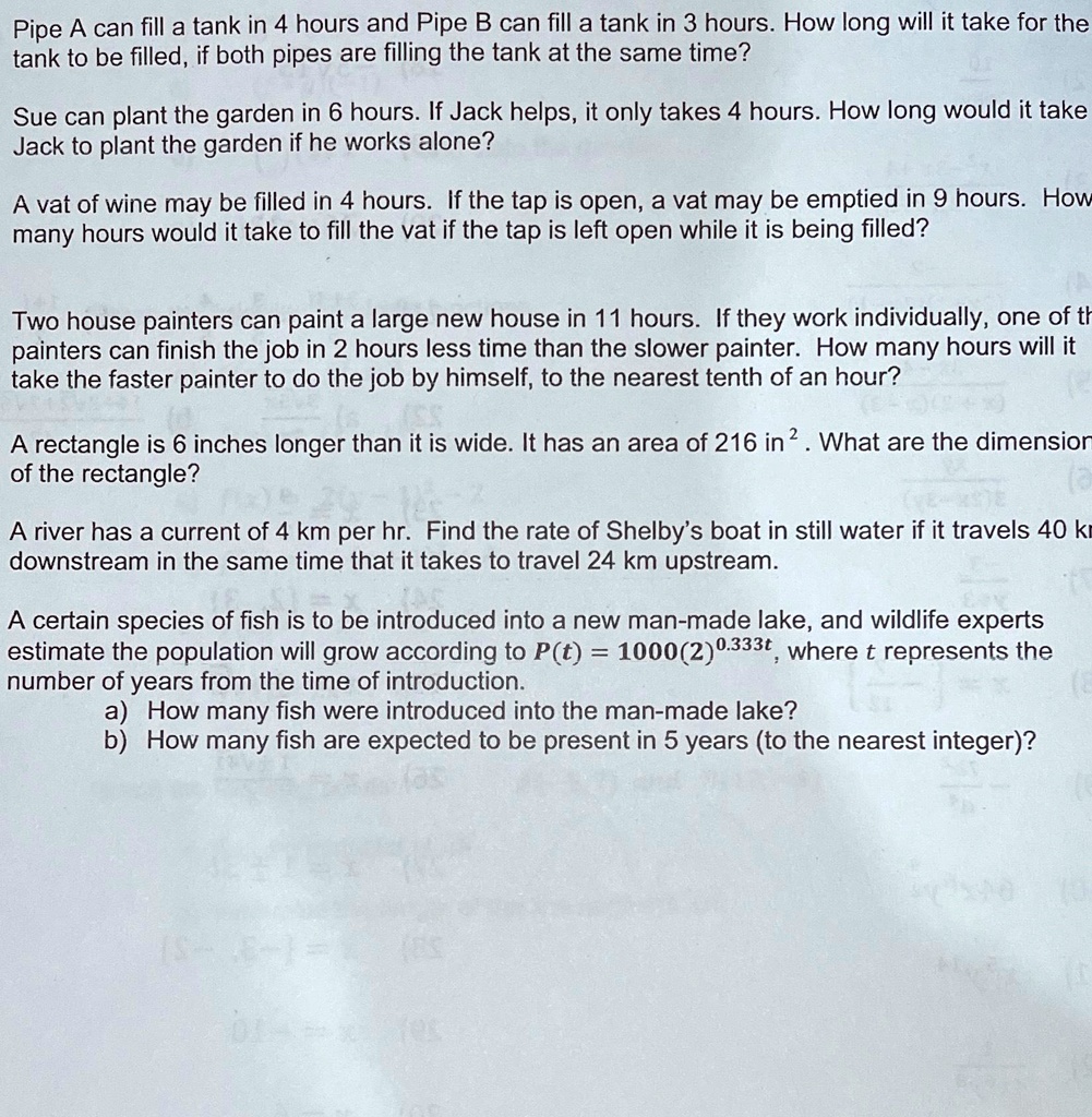 SOLVED: A) Pipe A can fill a tank in 4 hours and Pipe B can fill a tank ...