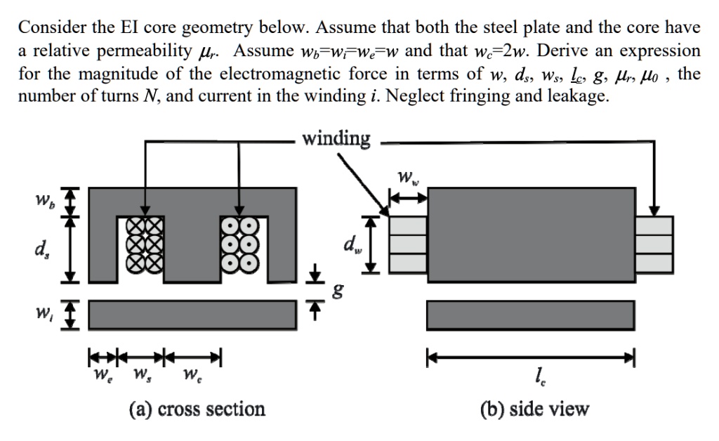 consider the ei core geometry below assume that both the steel plate ...