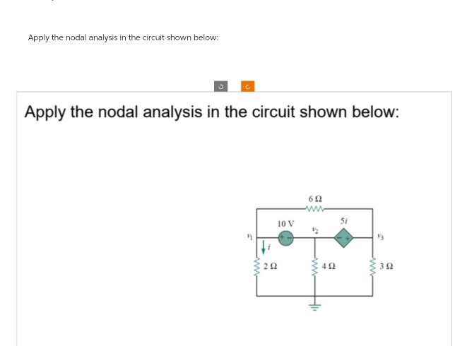 Apply the nodal analysis in the circuit shown below: Apply the nodal analysis in the circuit ...