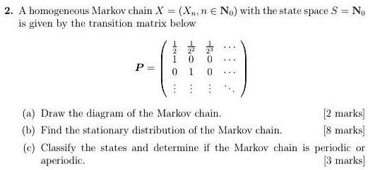 SOLVED: homogeneons Markov chain 4 (1,. €No) with the state space S = Nu is given by the ...