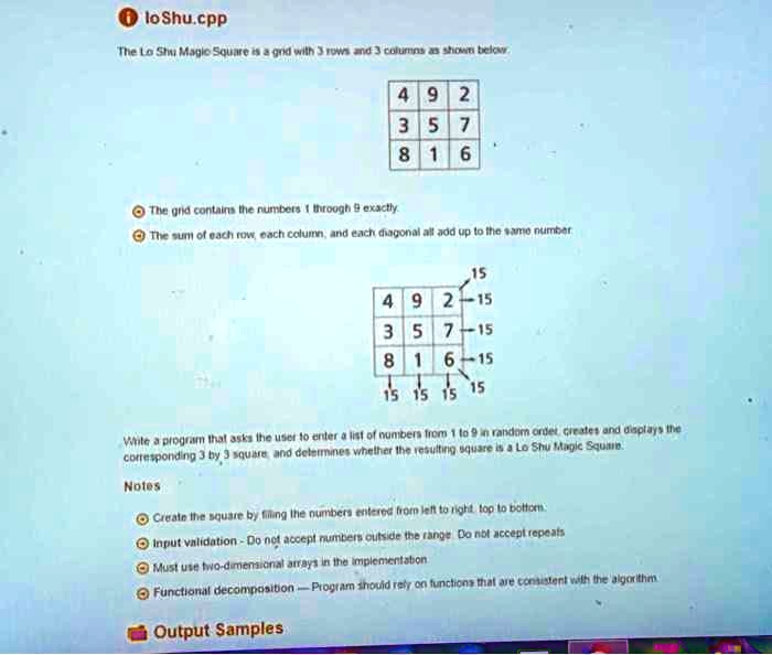 Solved Texts Loshu Cpp The Lo Shu Magic Square Is A Grid With 3 Rows