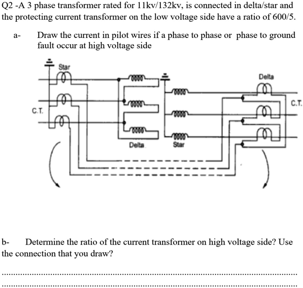 SOLVED: Q2 - A 3-phase transformer rated for 11kV/132kV is connected in delta/star, and the ...