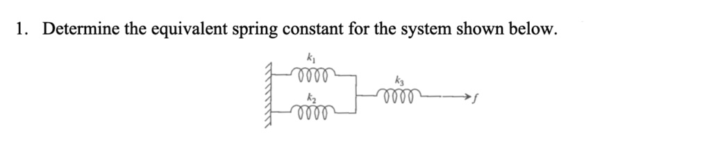 SOLVED: 1. Determine the equivalent spring constant for the system ...