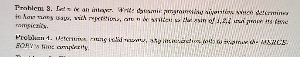 Solved Texts Problem 3 Let N Be An Integer Write A Dynamic Programming Algorithm Which 0272