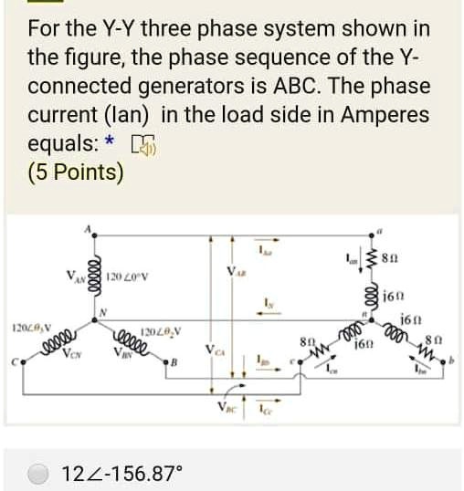 for the y y three phase system shown in the figurethe phase sequence of ...