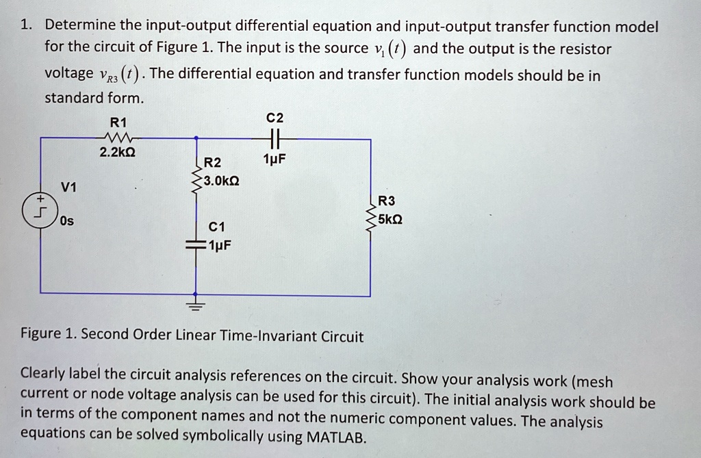 1 determine the input output differential equation and input output transfer function model for ...