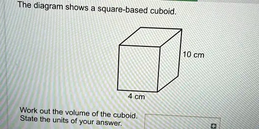 SOLVED: The diagram shows a square-based cuboid. 10 cm cm Work out the ...