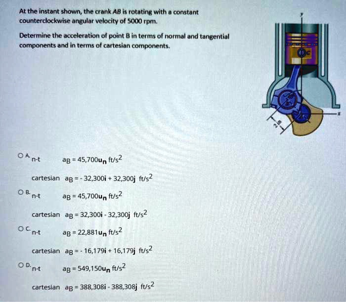 Solved At The Instant Shown The Crank Ab Is Rotating With A Constant Counterclockwise Angular