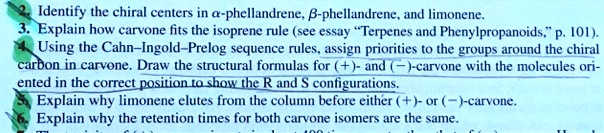 identify the chiral centers in a phellandrene b phellandrene ic ...