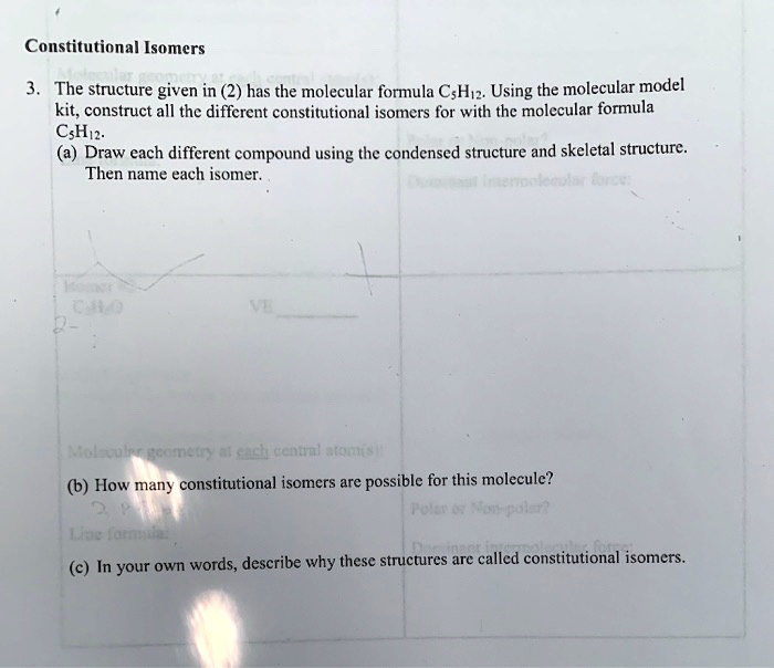 Solved Constitutional Isomers The Structure Given In 2 Has The Molecular Formula Cshiz Using