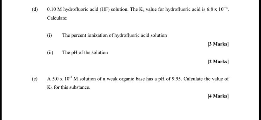 010 m hydrofluoric acid hf solution the k value for hydrolluorie acid ...