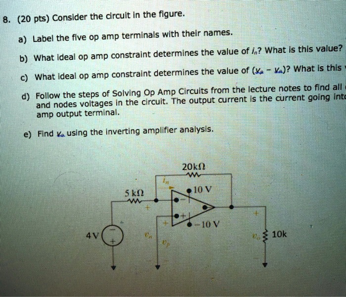 SOLVED: Consider the circuit in the figure. a) Label the five op amp ...
