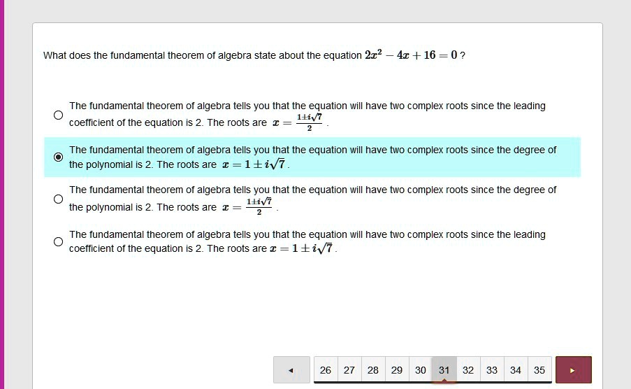 SOLVED: What does the fundamental theorem of algebra state about the ...