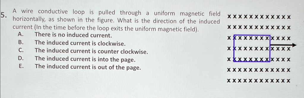 a wire conductive loop is pulled through a uniform magnetic field ...
