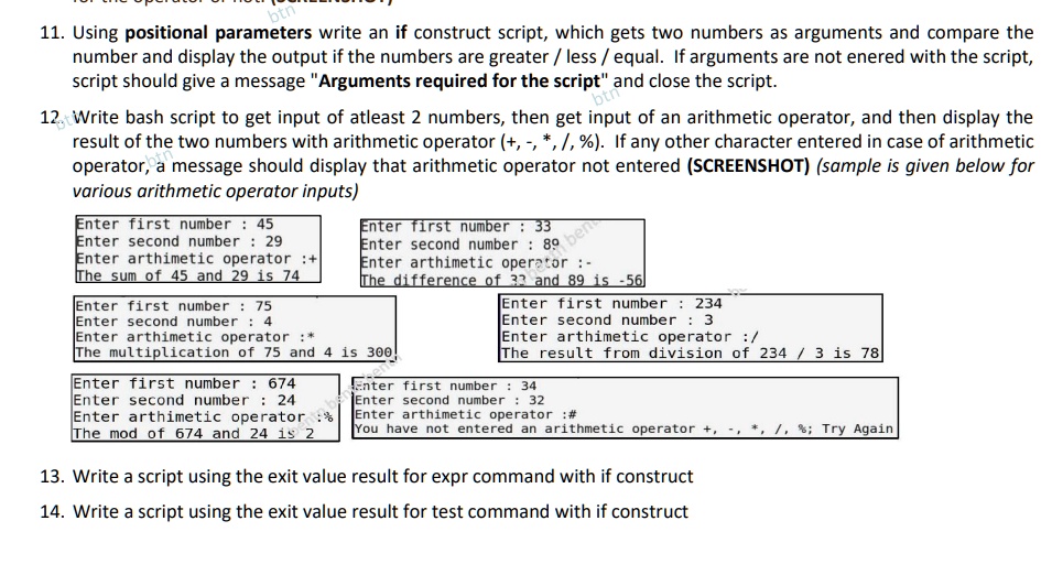 Solved 11 Using Positional Parameters Write An If Construct Script