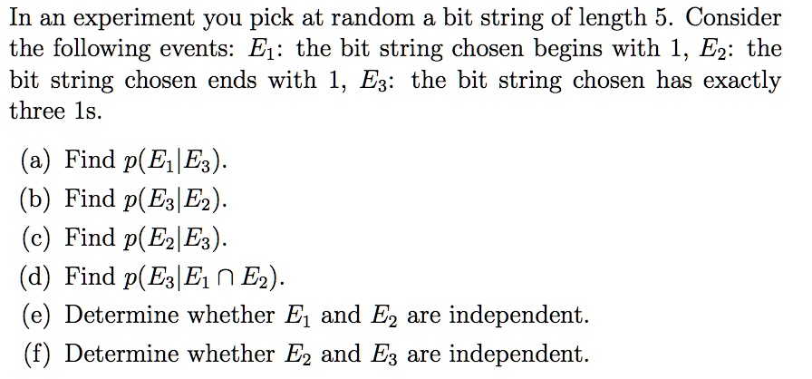 Solved In An Experiment You Pick At Random A Bit String Of Length 5 7076