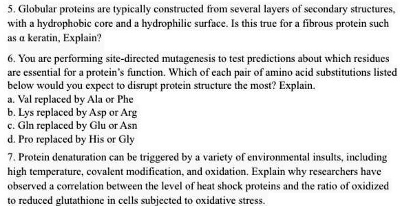 globular proteins are typically constructed from several layers of secondary structures with ...
