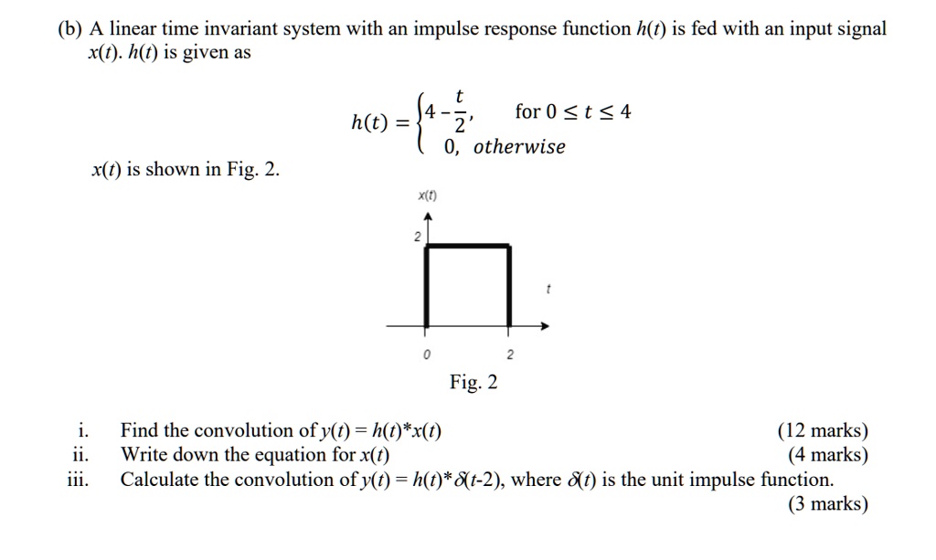 Solved A Linear Time Invariant System With An Impulse Response Function Ht Is Fed With An 0897