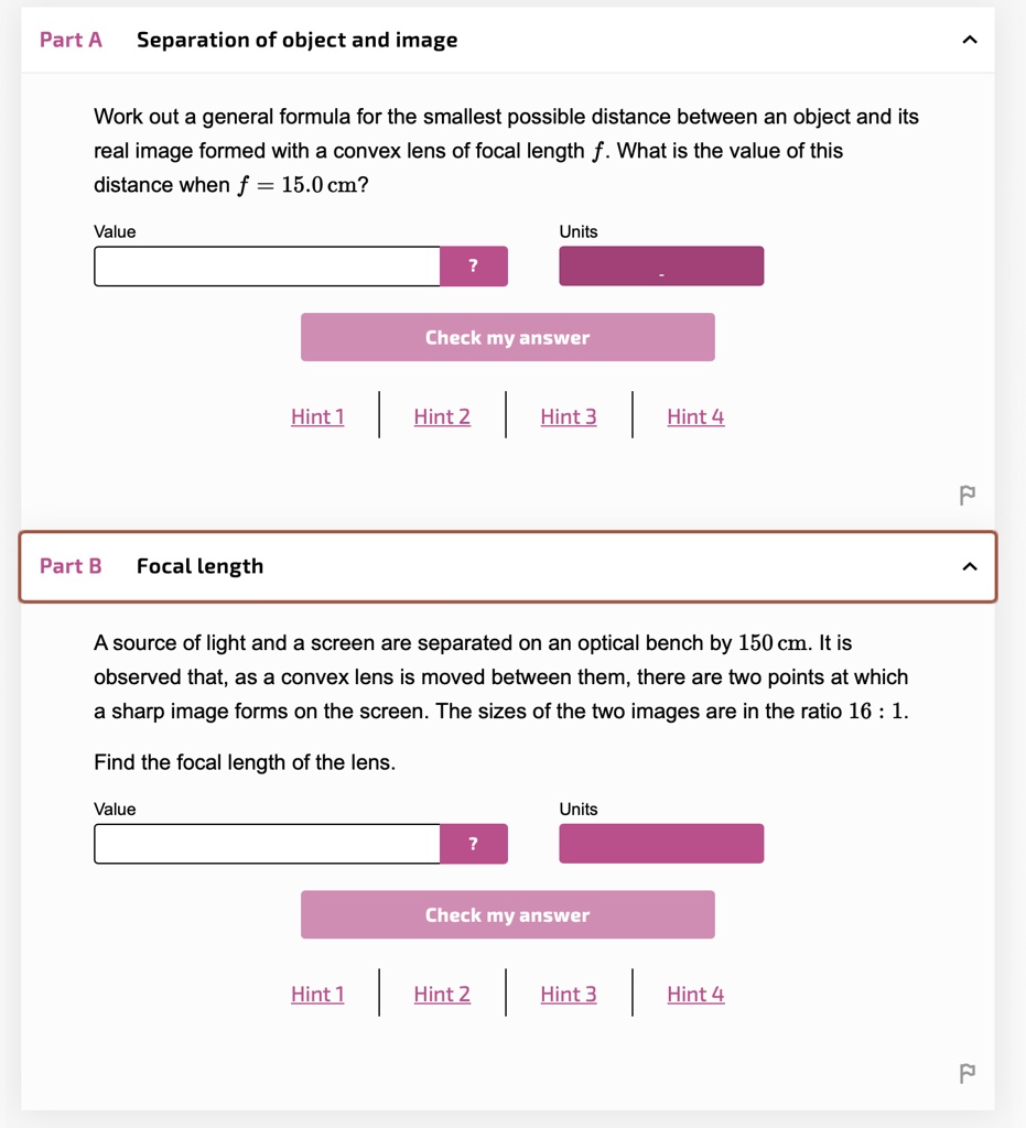 Isaac Physics: Object and Images Work out a general formula for the ...
