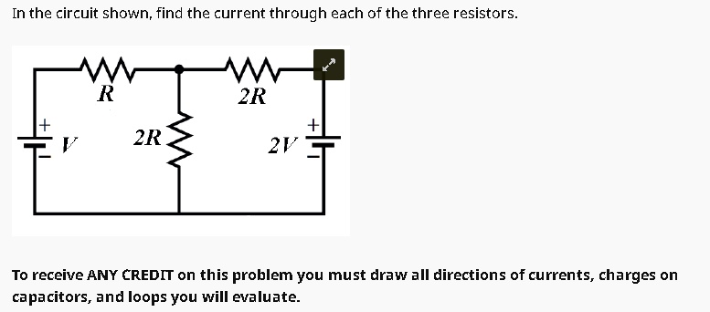 In the circuit shown, find the current through each of the three ...