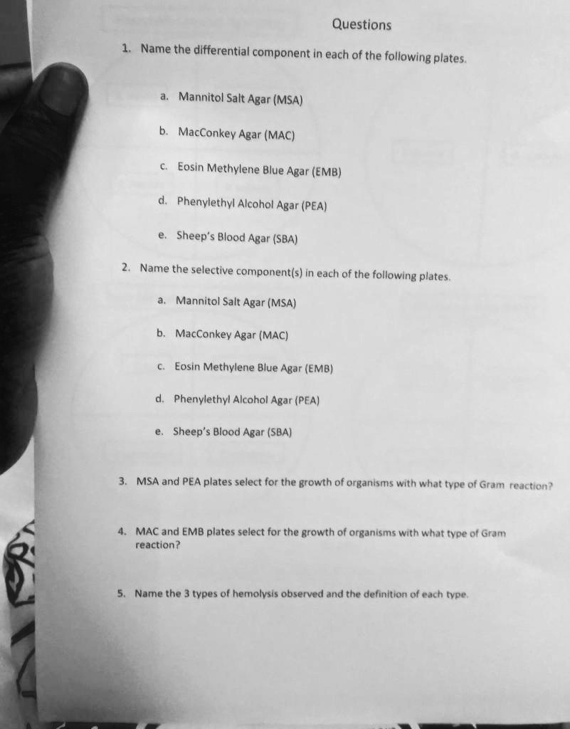 SOLVED: Questions Name the differential component in each of the ...