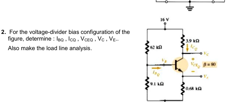 2. For the voltage-divider bias configuration of the figure, determine ...