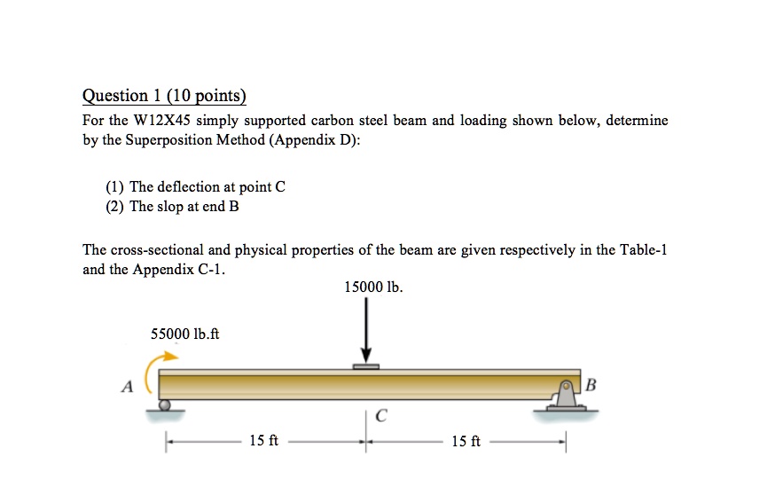 Question 1 (10 points) For the W12X45 simply supported carbon steel ...