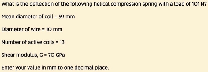 SOLVED:What is the deflection of the following helical compression ...