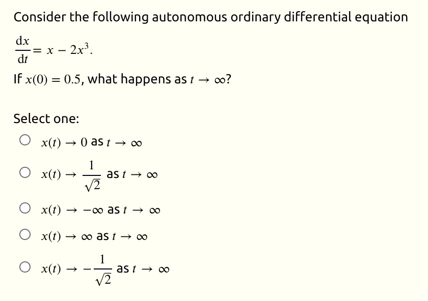 SOLVED: Consider the following autonomous ordinary differential ...