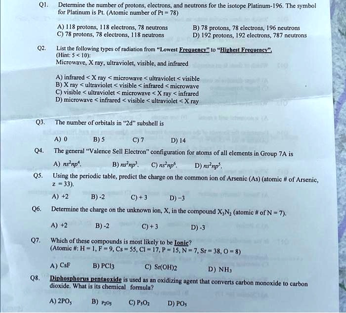 texts q1 determine the number of protons electrons and neutrons for the ...