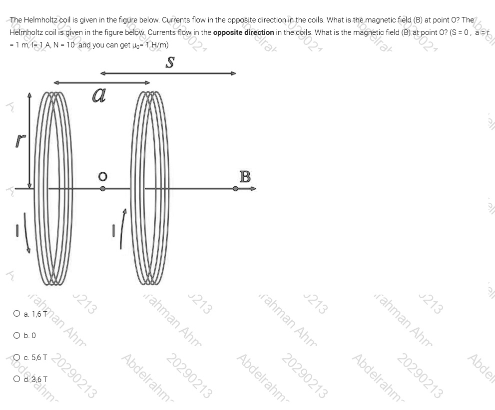 the helmholtz coil is given in the figure below currents flow in the ...