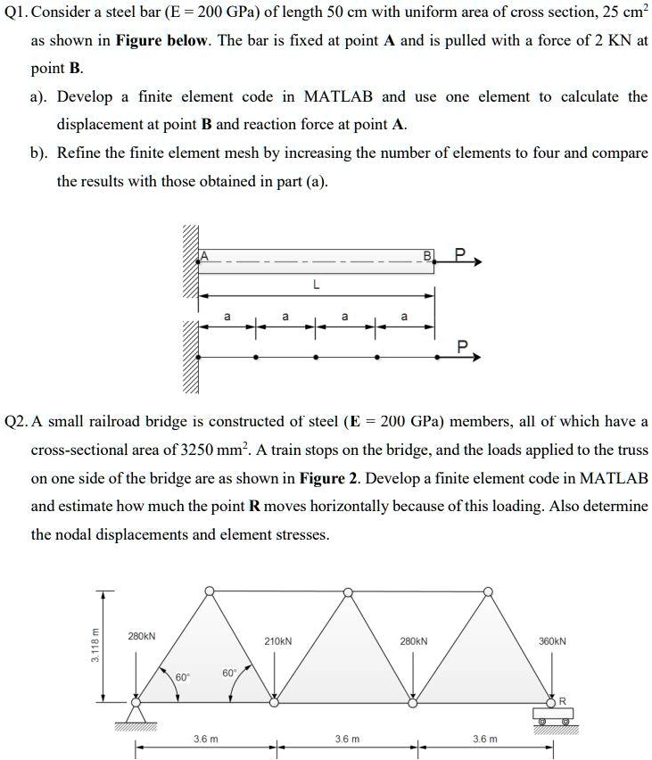 q1 consider steel bar e 200 gpa of length 50 cm with uniform area of ...