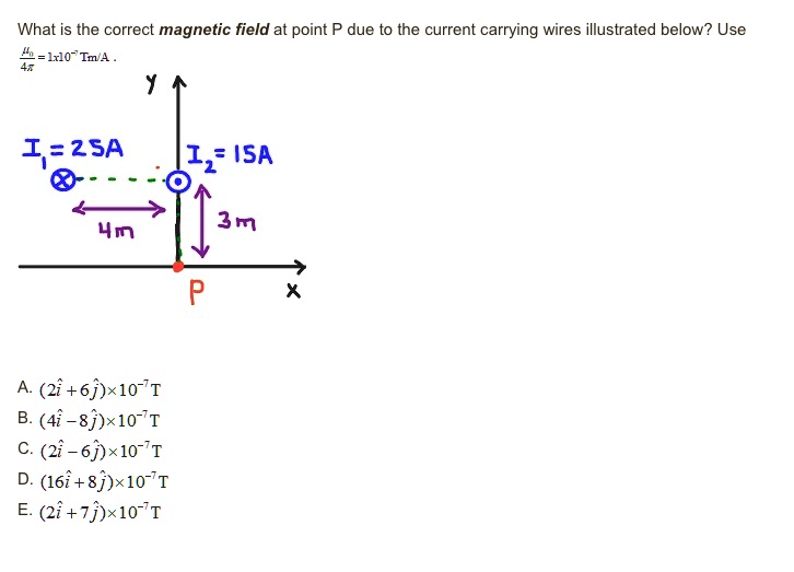 what is the correct magnetic field at point p due to the current ...