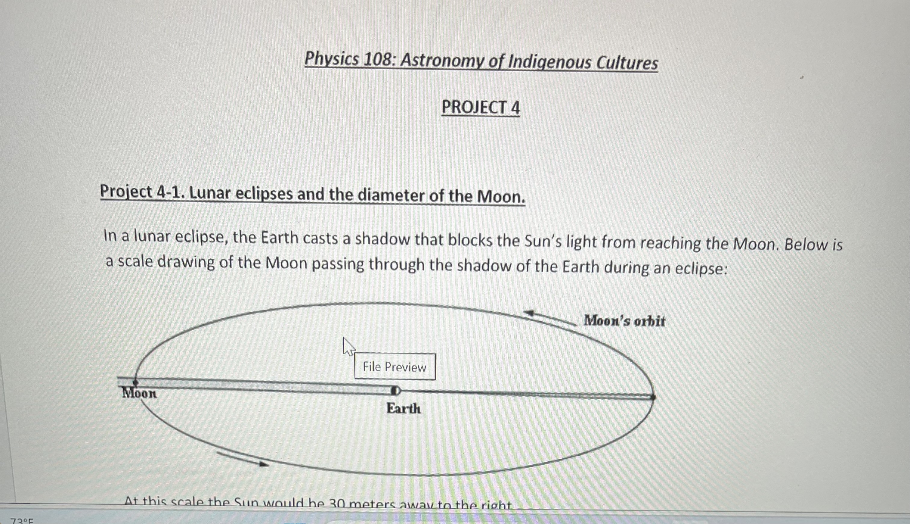 Physics 108: Astronomy of Indigenous Cultures PROJECT 4 Project 4-1. Lunar eclipses and the ...