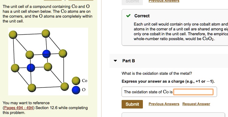 SOLVED: oubmIL The unit cell of a compound containing Co and 0 has unit ...