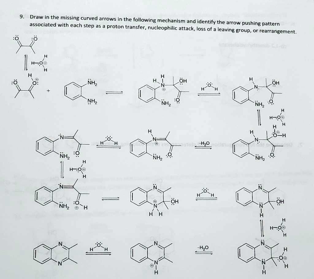 SOLVED: Draw in the missing curved arrows in the following mechanism ...