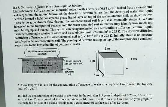 (8) 3. Unsteady Diffusion into a Semi-infinite Medium Liquid benzene ...