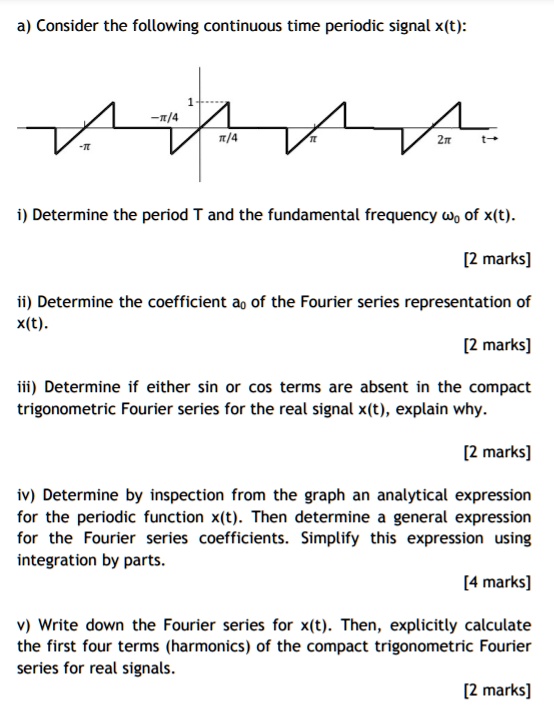 SOLVED: Consider the following continuous time periodic signal x(t): i ... SOLVED: Consider the following continuous time periodic signal x(t): i ...