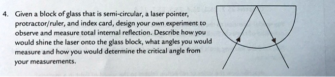 SOLVED: Given block of glass that is semi-circular, laser pointer ...