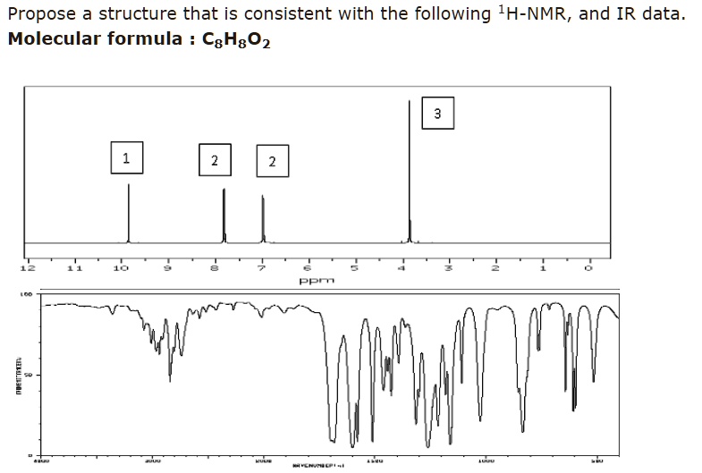 Propose a structure that is consistent with the following 1H-NMR, and ...