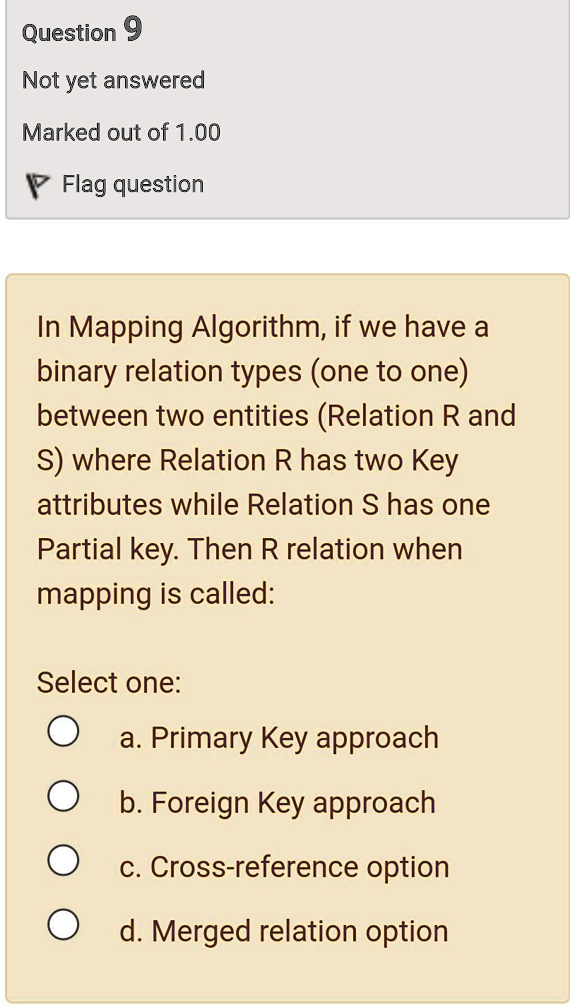 Solved In The Mapping Algorithm If We Have A Binary Relation Type One To One Between Two