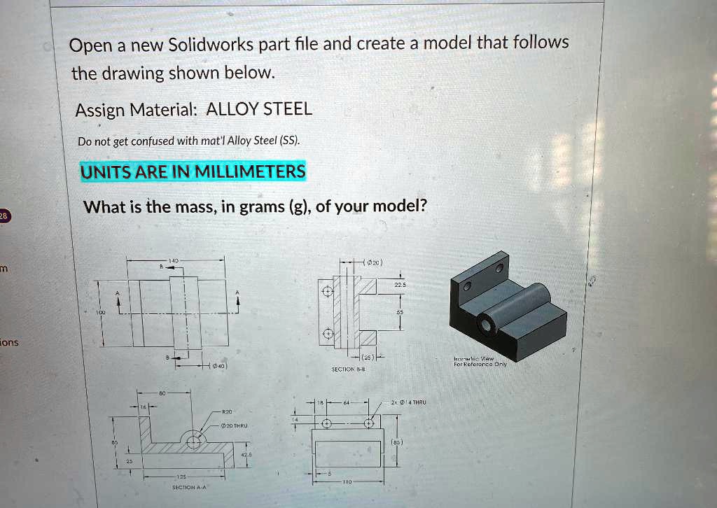 Solved Texts Open A New Solidworks Part File And Create A Model That