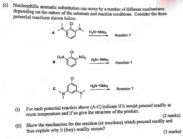 SOLVED: (c) Nucleophilic aromatic substitution can occur by a number of ...