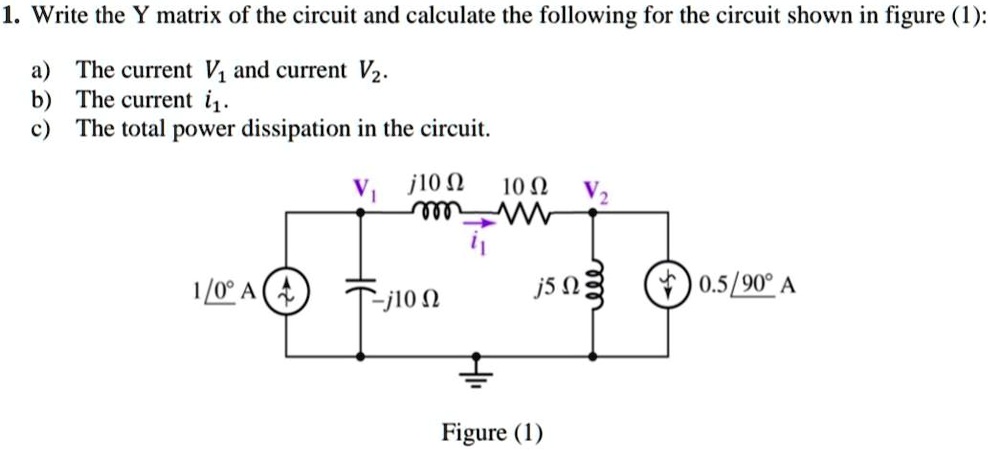 1. Write the Y matrix of the circuit and calculate the following for the circuit shown in figure ...